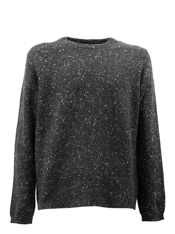 BERGFABEL Flecked Knit Crew Neck Sweater - Grey