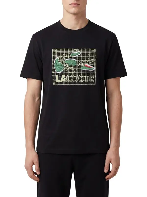 Lacoste Printed Cotton T-shirt - Black