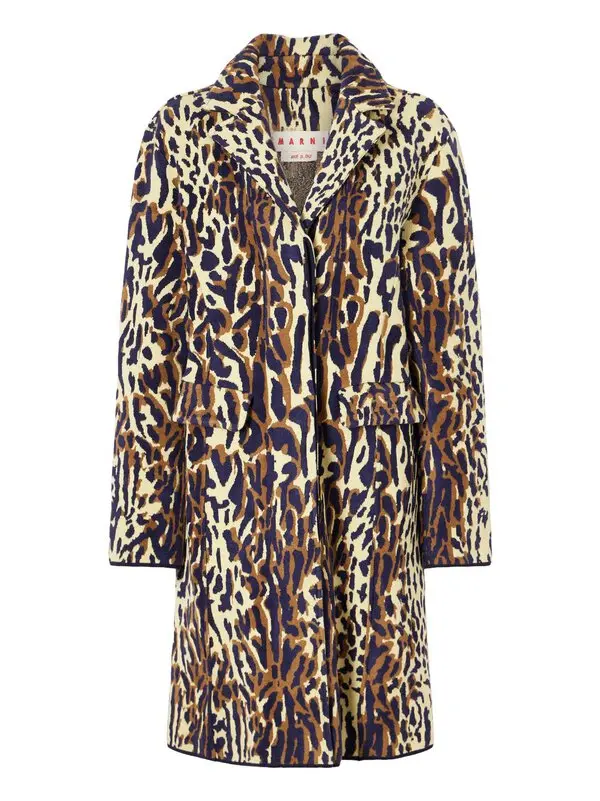 Marni Leopard-jacquard Virgin Wool Coat - Multi