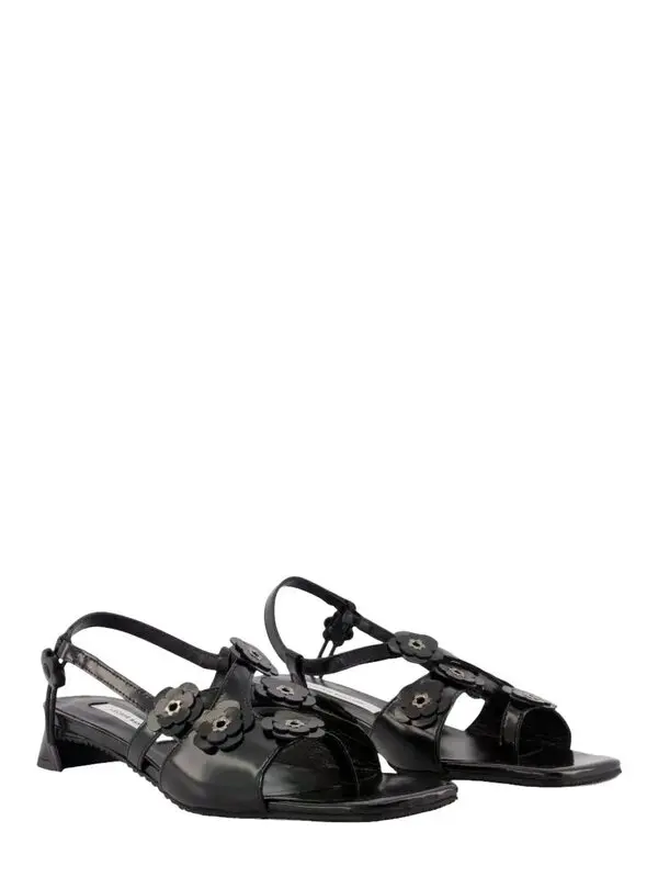 Cecilie Bahnsen Calfskin Floral-appliqué Sandals - Black