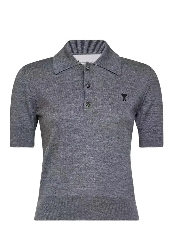 AMI Paris Short-sleeved Polo Shirt - Grey