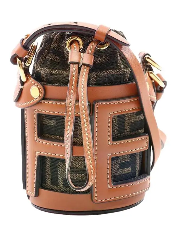 Fendi Nano Zucca Canvas And Leather Step Out Bucket Bag - Brown