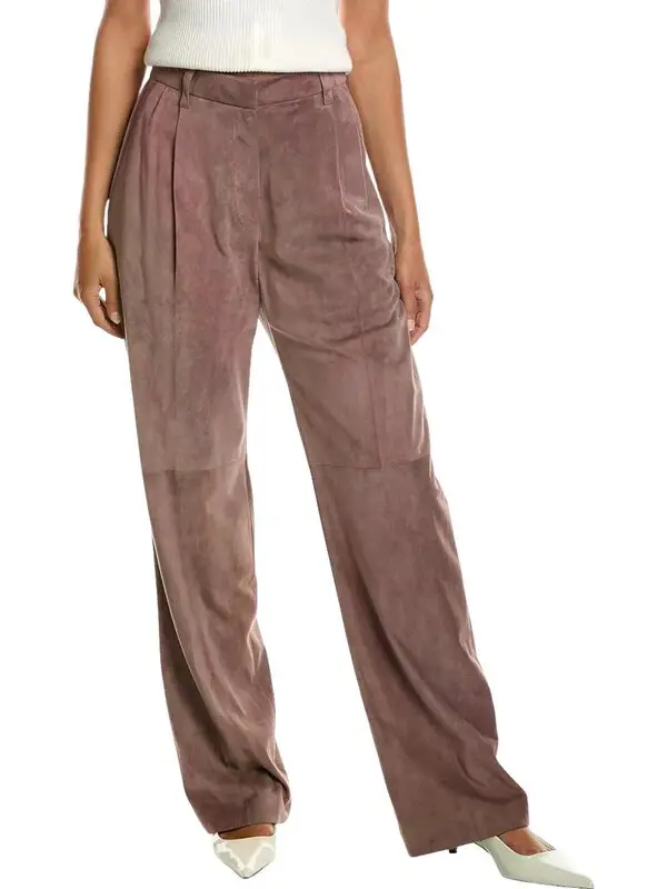 Brunello Cucinelli Pleated Suede Trousers - Brown