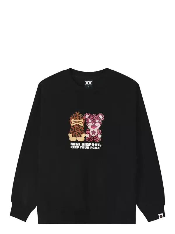 FINGERCROXX Graphic Print Crew Neck Sweater - Black