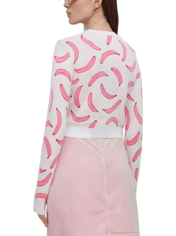 BENETTON Banana Print Intarsia Knit Sweater - Pink