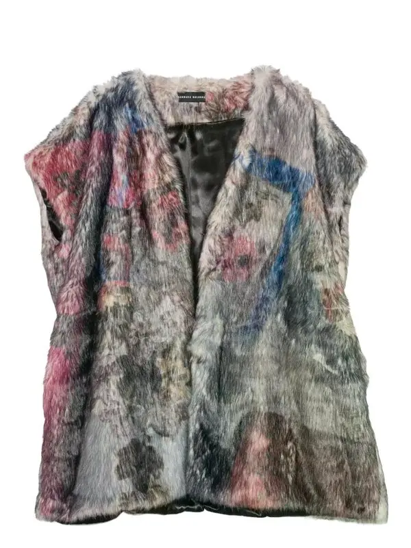 BARBARA BOLOGNA Graphic Print Faux Fur Gilet - Grey