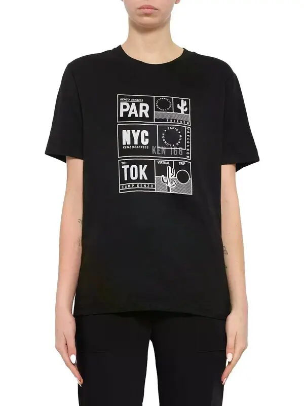 Kenzo Graphic Print Cotton T-shirt - Black