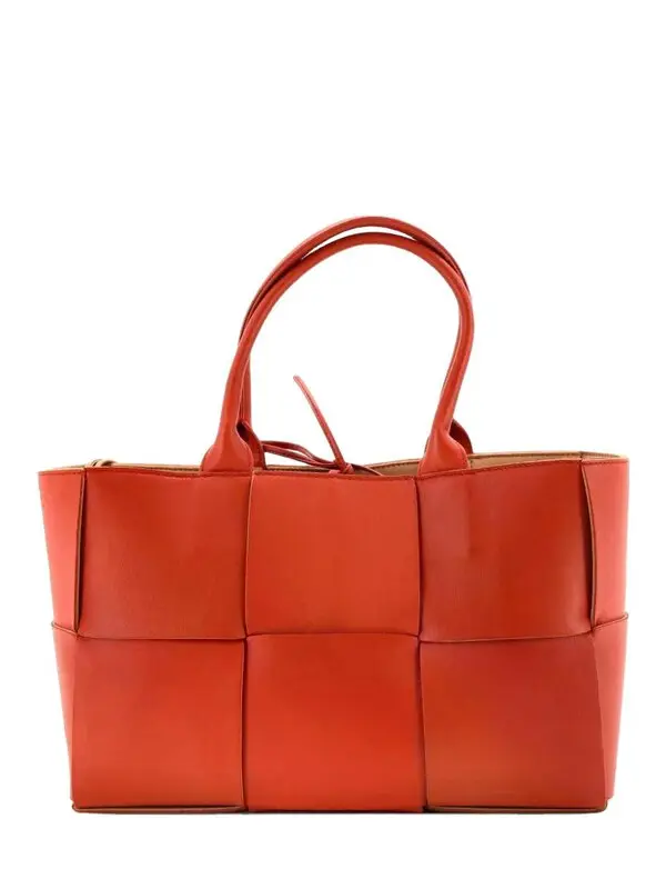 Bottega Veneta Arco Maxi Intrecciato Leather Tote Bag - Orange