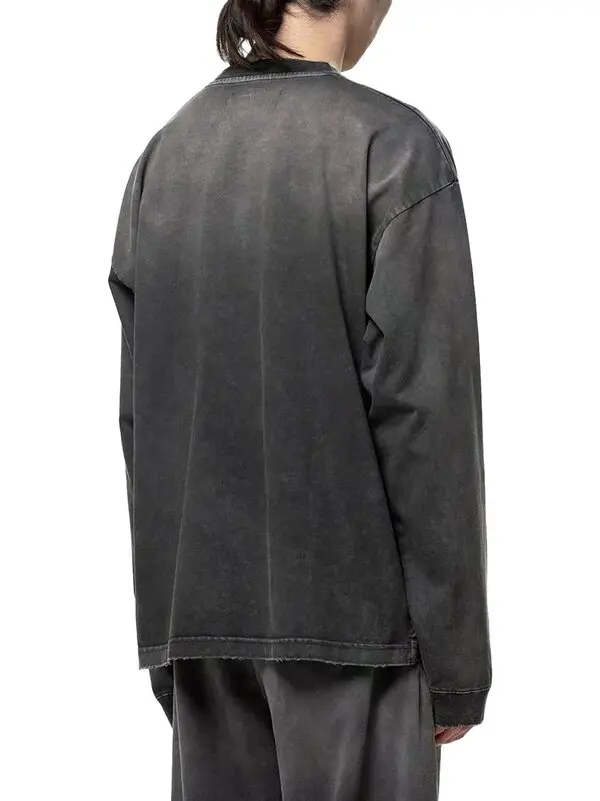 Mihara Yasuhiro Sun-faded Like Distressed Long-sleeve T-shirt - Black