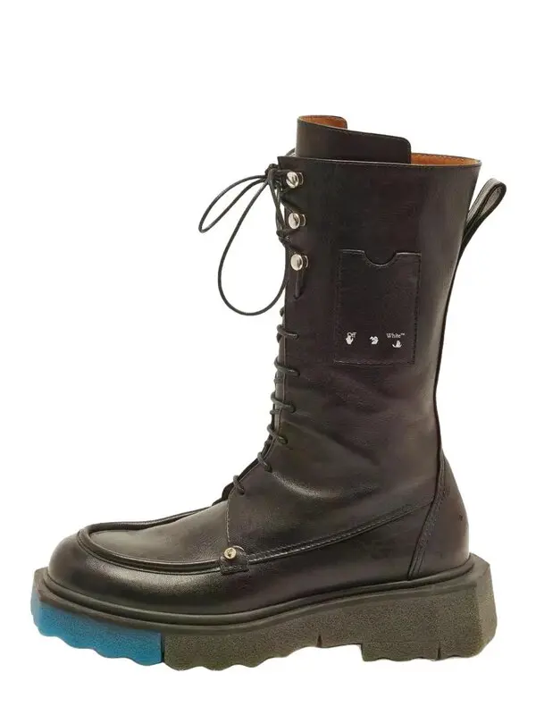 Off-White Lace-up Lug Sole Boots - Black