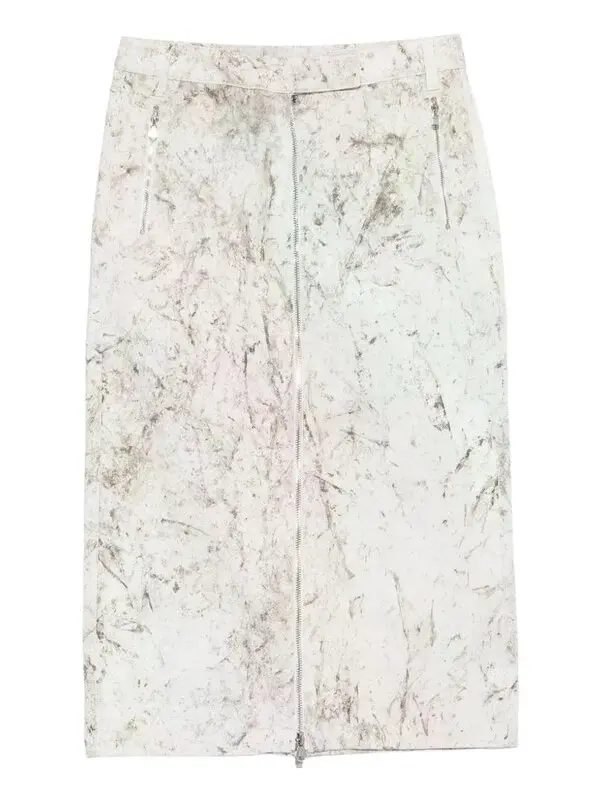 Tibi Acid Wash Denim Zip-up Skirt - Neutrals