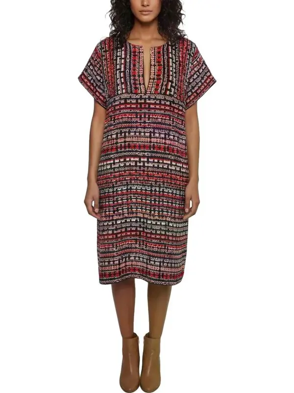 Carolina Herrera Tweed Short-sleeve Midi Dress - Black