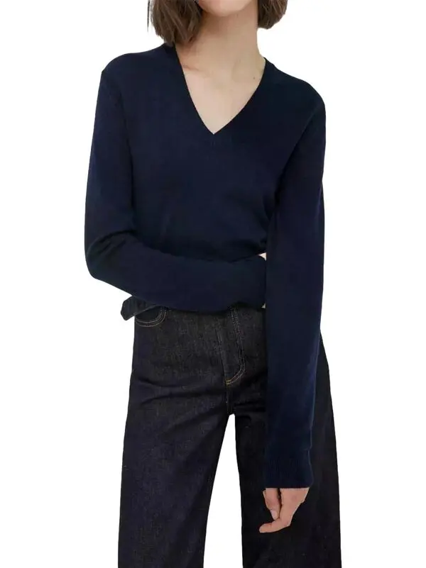 BENETTON Fine Knit V-neck Sweater - Blue
