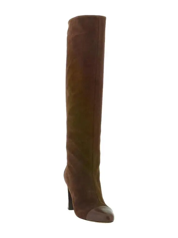 ODISSI Lia Panelled Suede Boots - Brown