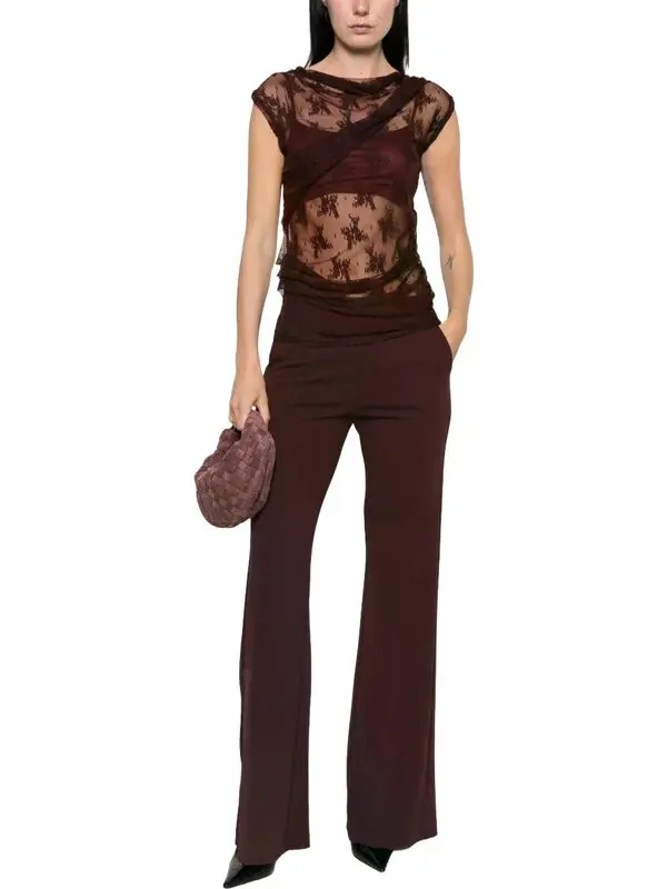 Imperial Draped Lace Top - Red