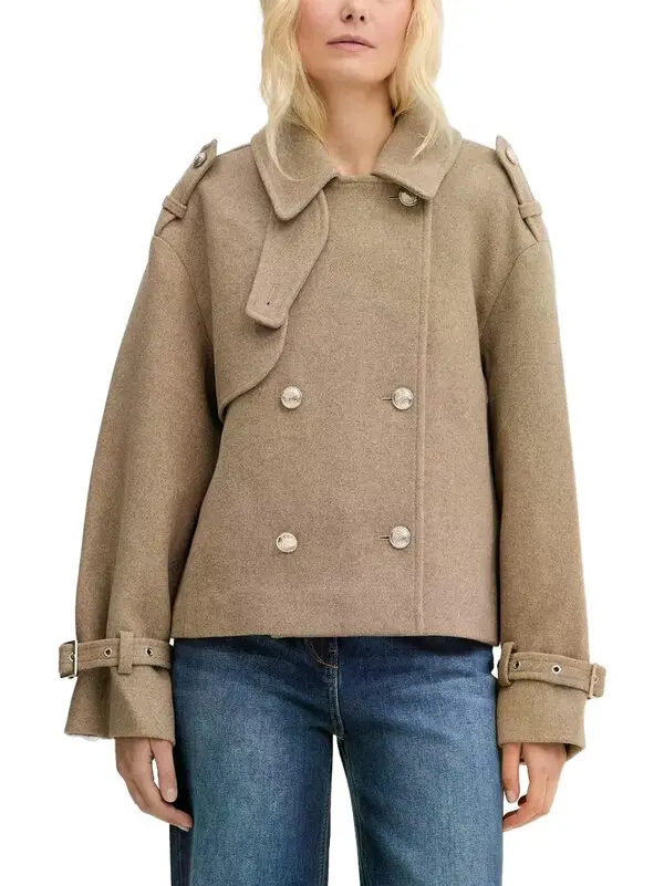 MORGAN Goyam Double-breasted Coat With Buckled Cuffs - Neutrals