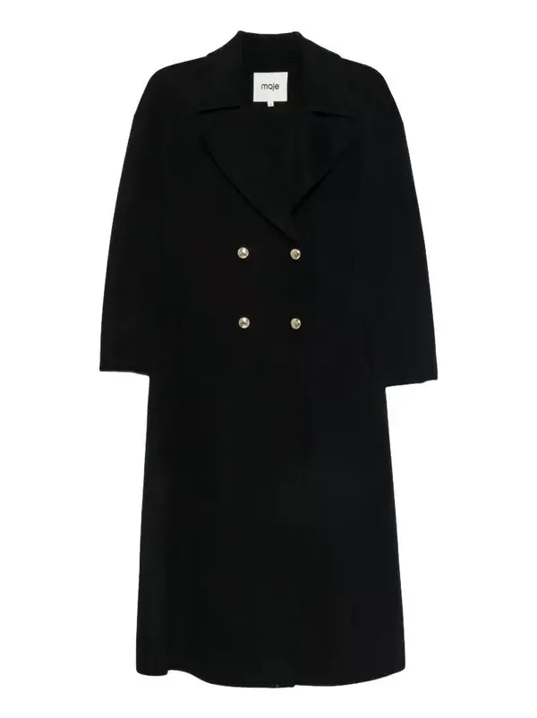 Maje Double-breasted Tailored Coat - Black