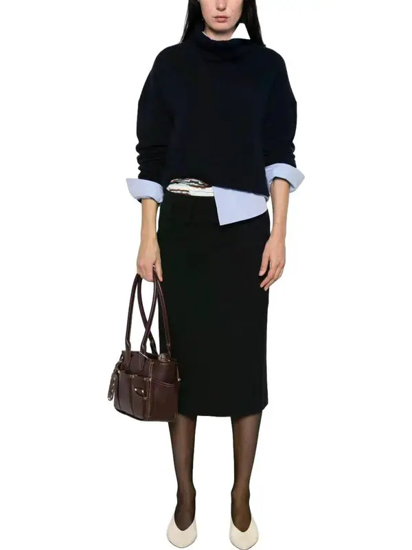 Maje Navy Roll Neck Knitted Sweater - Blue