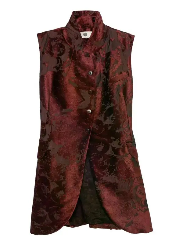 MARC LE BIHAN Jacquard Sleeveless High Neck Jacket - Red