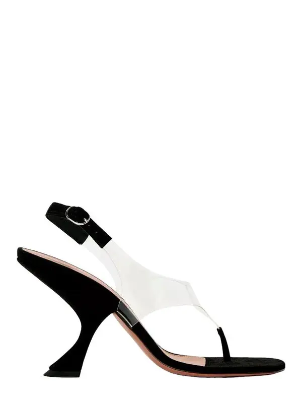 Amina Muaddi Mackenzie Thong Heeled Sandals - Black