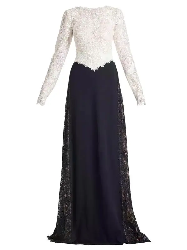 Tadashi Shoji Vianne Lace-panelled Maxi Dress - Black