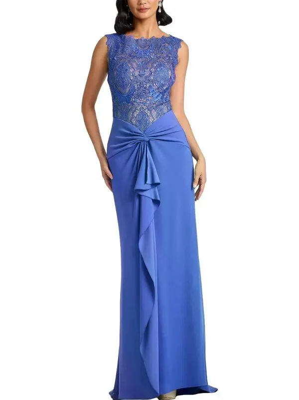 Tadashi Shoji Lace Bodice Draped Maxi Dress - Blue