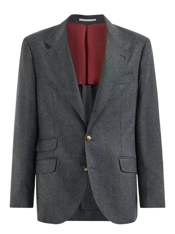 Brunello Cucinelli Virgin-wool Flannel Deconstructed Cavallo Blazer - Grey