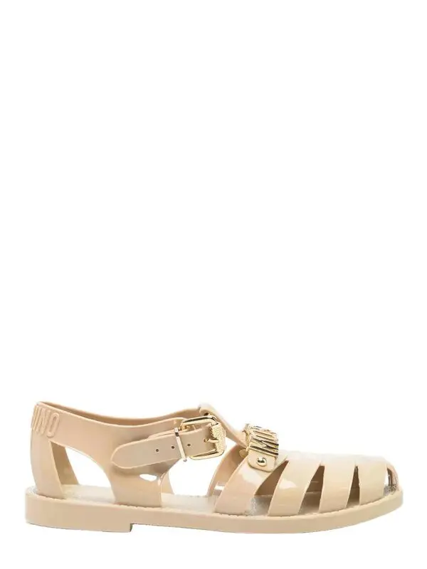 Moschino Plaque Caged Sandals - Neutrals