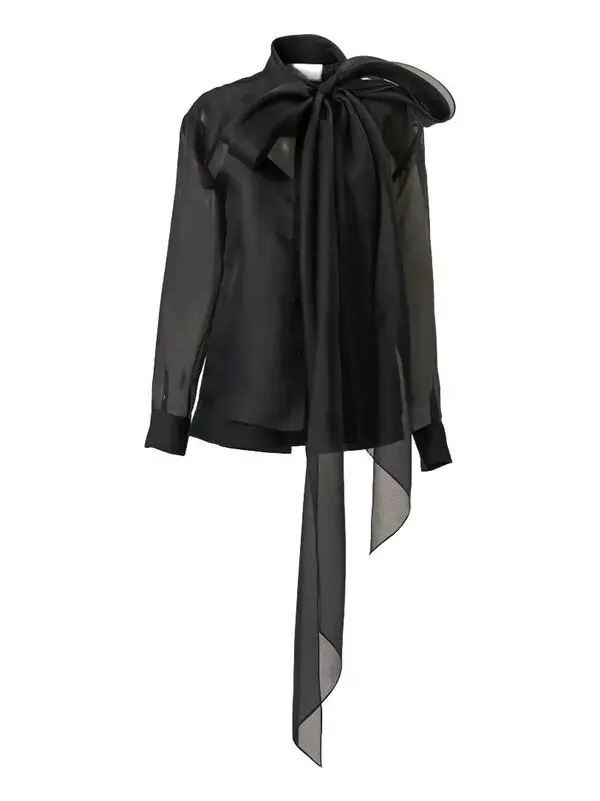 Carolina Herrera Silk Organza Pussy-bow Blouse - Black