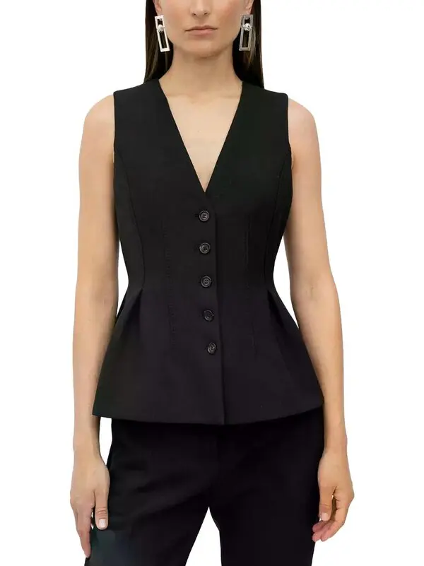 Hugo Sharp Fit Peplum Hem Waistcoat - Black