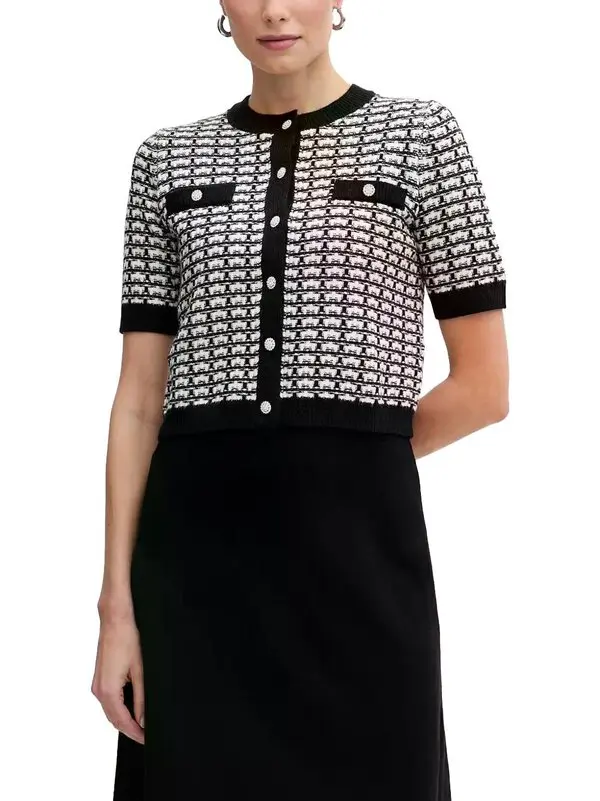 MORGAN Check-pattern Cardigan-layer Mini Dress - Black