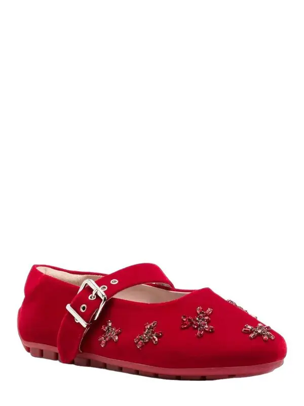 Simone Rocha Embellished Ballet Flats - Red