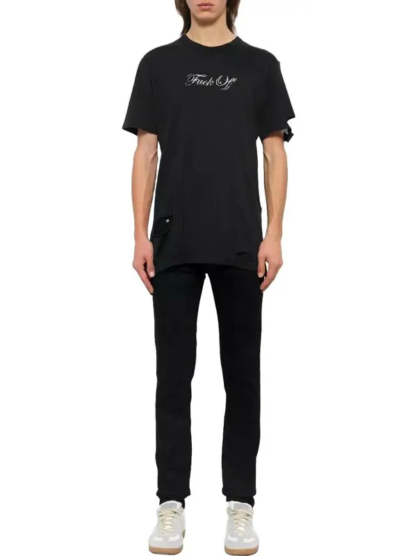 MASTERMIND WORLD Distressed Slogan-print T-shirt - Black