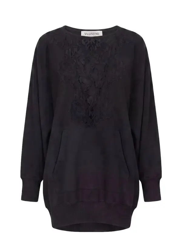 Valentino Garavani Lace-panel Sweatshirt - Black