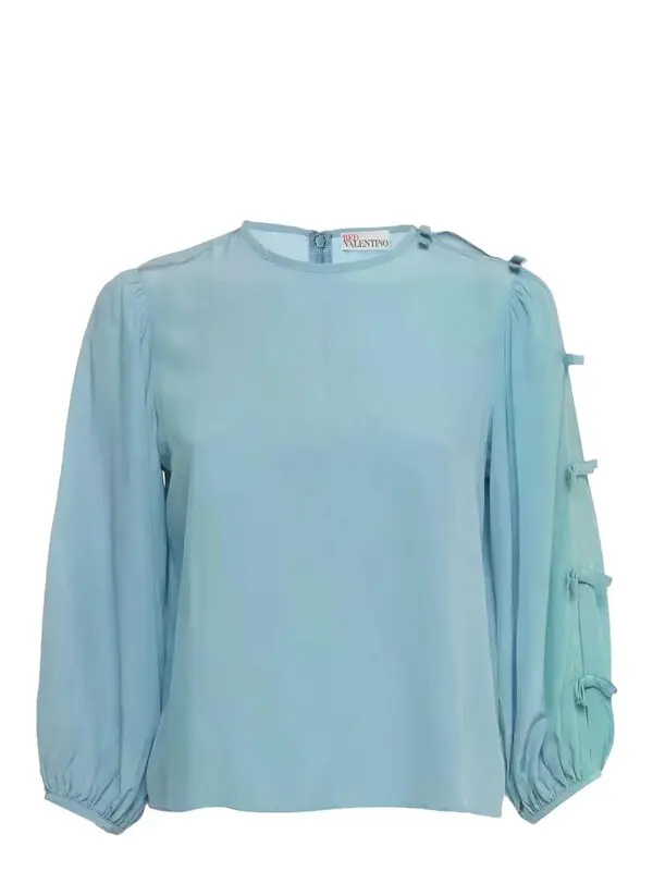 Red Valentino Silk Blouse With Bow Detailing - Blue