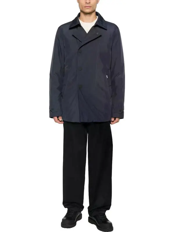 Add Button-up Logo-patch Coat - Blue