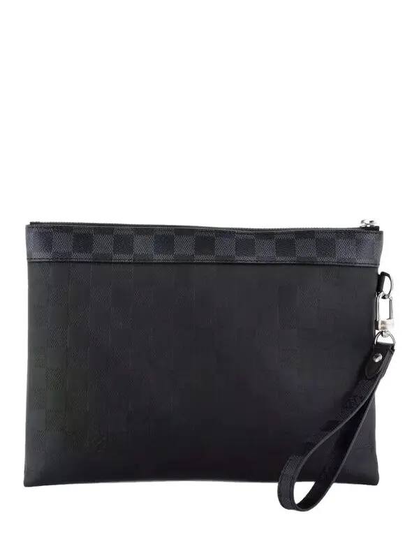 LOUIS VUITTON Pochette To Go Damier Infini Leather Clutch Bag - Black