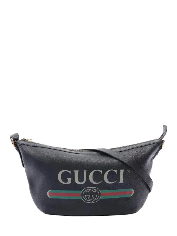 Gucci Logo Half-moon Shoulder Bag - Black