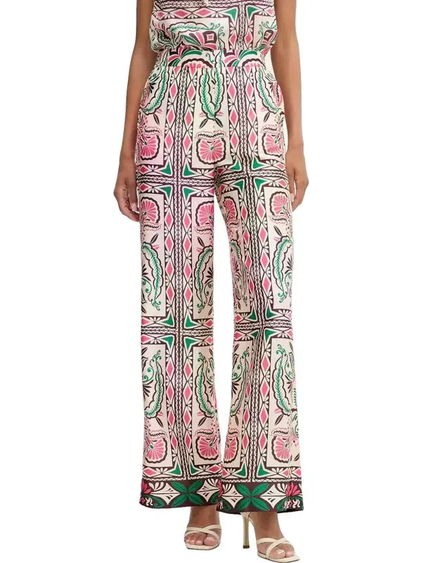 MORGAN Geometric Print Wide-leg Trousers - Neutrals