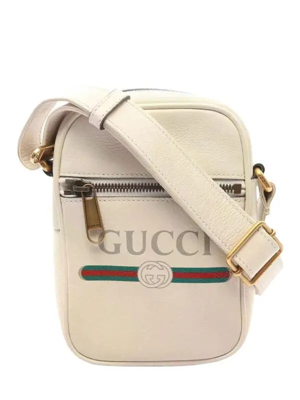 Gucci Off-white Leather Shoulder Bag With Web Detail - Neutrals