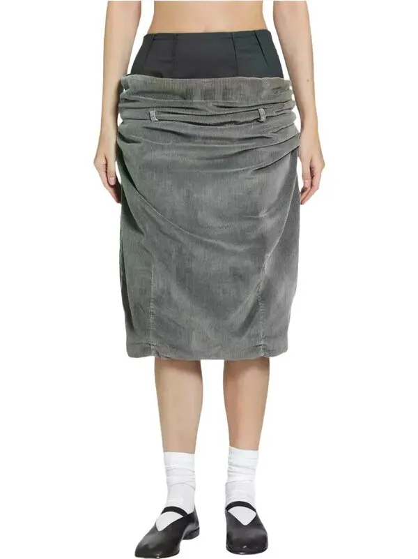PILLINGS Draped Corduroy Skirt - Grey