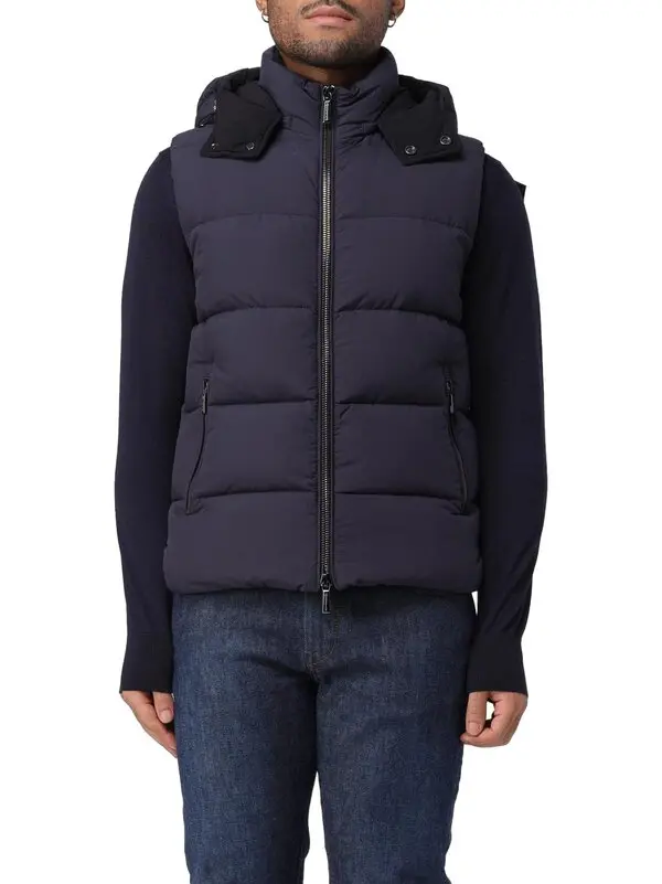 MOORER Padded Gilet With Hood - Blue