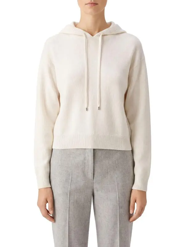 KUJTEN Cropped Cashmere Hoodie - White