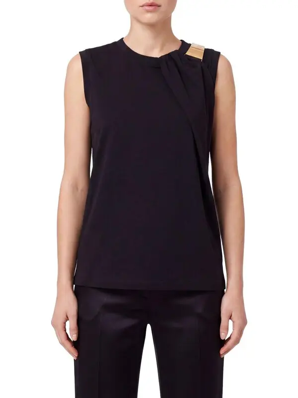 Elisabetta Franchi Sleeveless Top With Draped Detail - Black