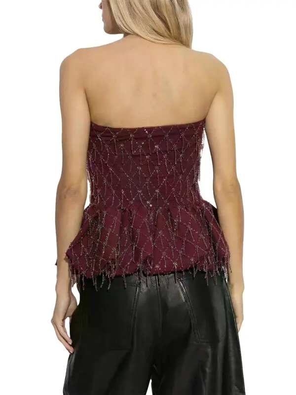 ROTATE BY BIRGER CHRISTENSEN Beaded Peplum Top - Red