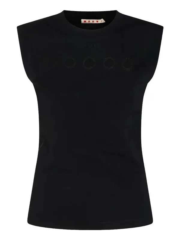 Marni Cotton Cut-out Detail Tank Top - Black