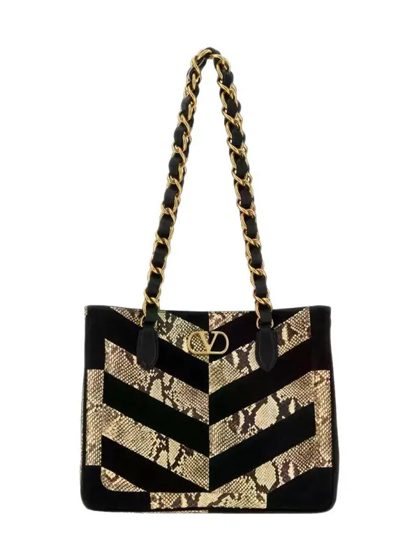 Valentino Garavani Chevron Pattern Tote Bag - Black