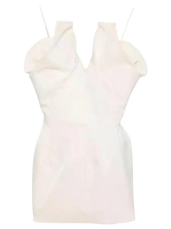 Magda Butrym Sculptural V-neck Mini Dress - Neutrals
