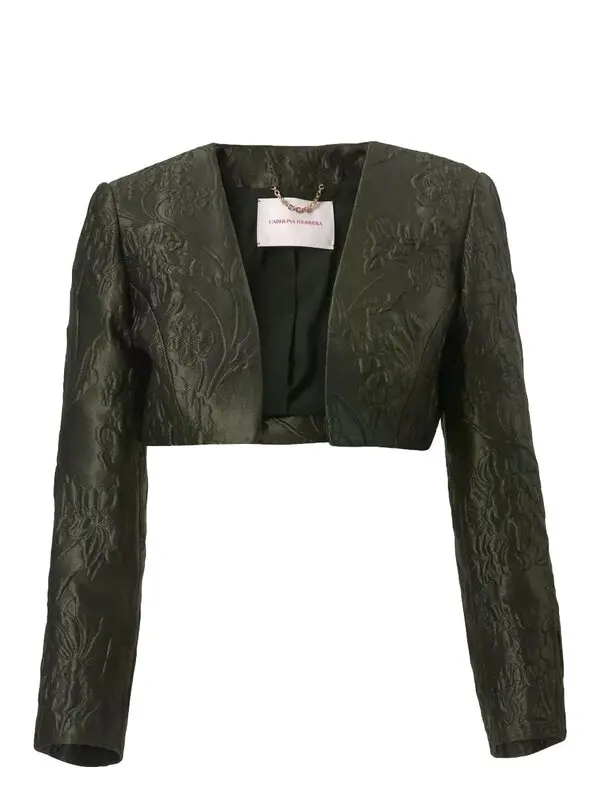 Carolina Herrera Floral Cloqué Jacquard Bolero Jacket - Green