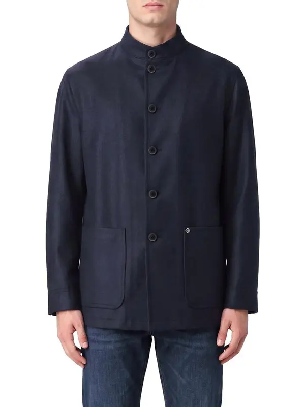 Tagliatore Band Collar Jacket - Blue
